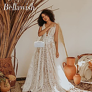 Bellawish Silver Clutch Purses for Women Wedding Crystal Rhinestones Women'S Evening Clutch Handbags with Flora Clasp for Bridal Parites Prom