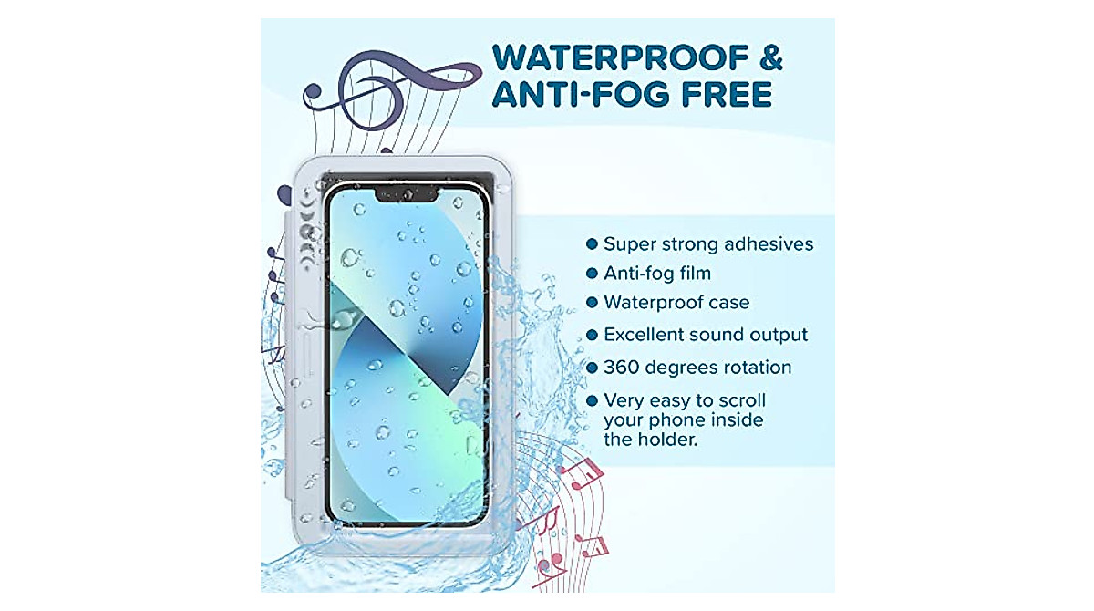 Waterproof Shower Phone Holder - Coral Universe, 360° Rotation & Anti-Fog