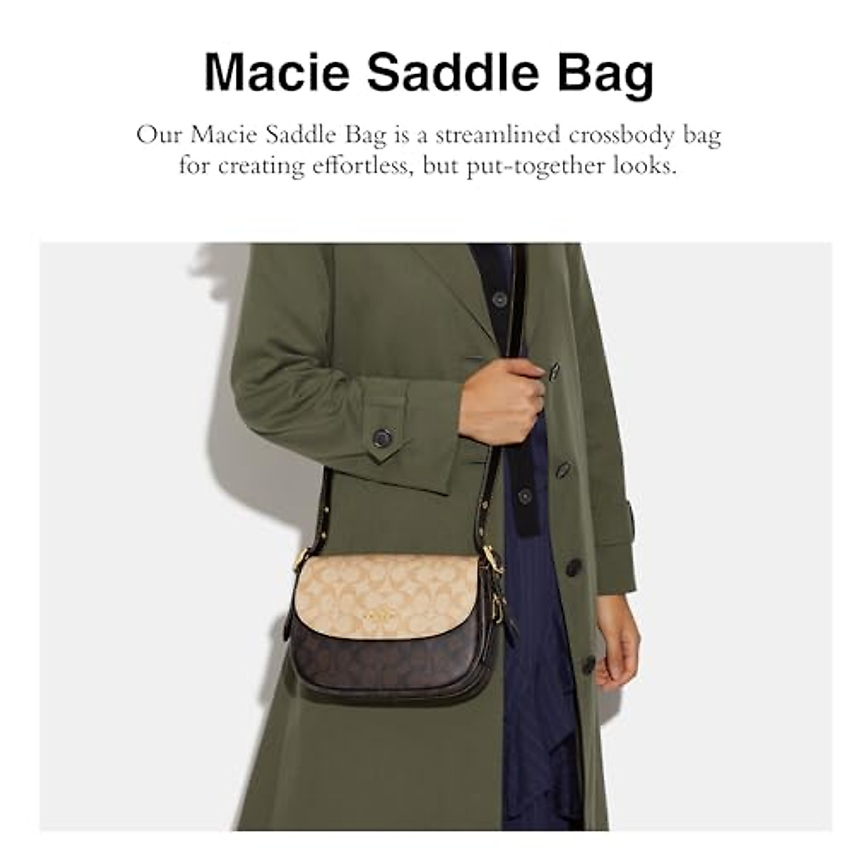 COACH Macie Saddle Bag, Light Khaki Brown Multi