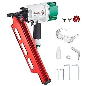 KingOu Mexican Style NR2183 21 Degree Aluminum Magazine Framing Nailer, Pneumatic Framing nail gun, 2-Inch up to 3-1/4-Inch Plastic Collated Full Head Framing Nails, Framing, Wooden House Building