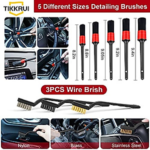 TIKKRUI Car Detailing Brush Set 18pcs Car Interior Detailing Kit Car Wash Cleaning Tool Kit. All Purpose Cleaning, Including: Interior and Exterior, Dashboard, Wheel, Rims, Tires.