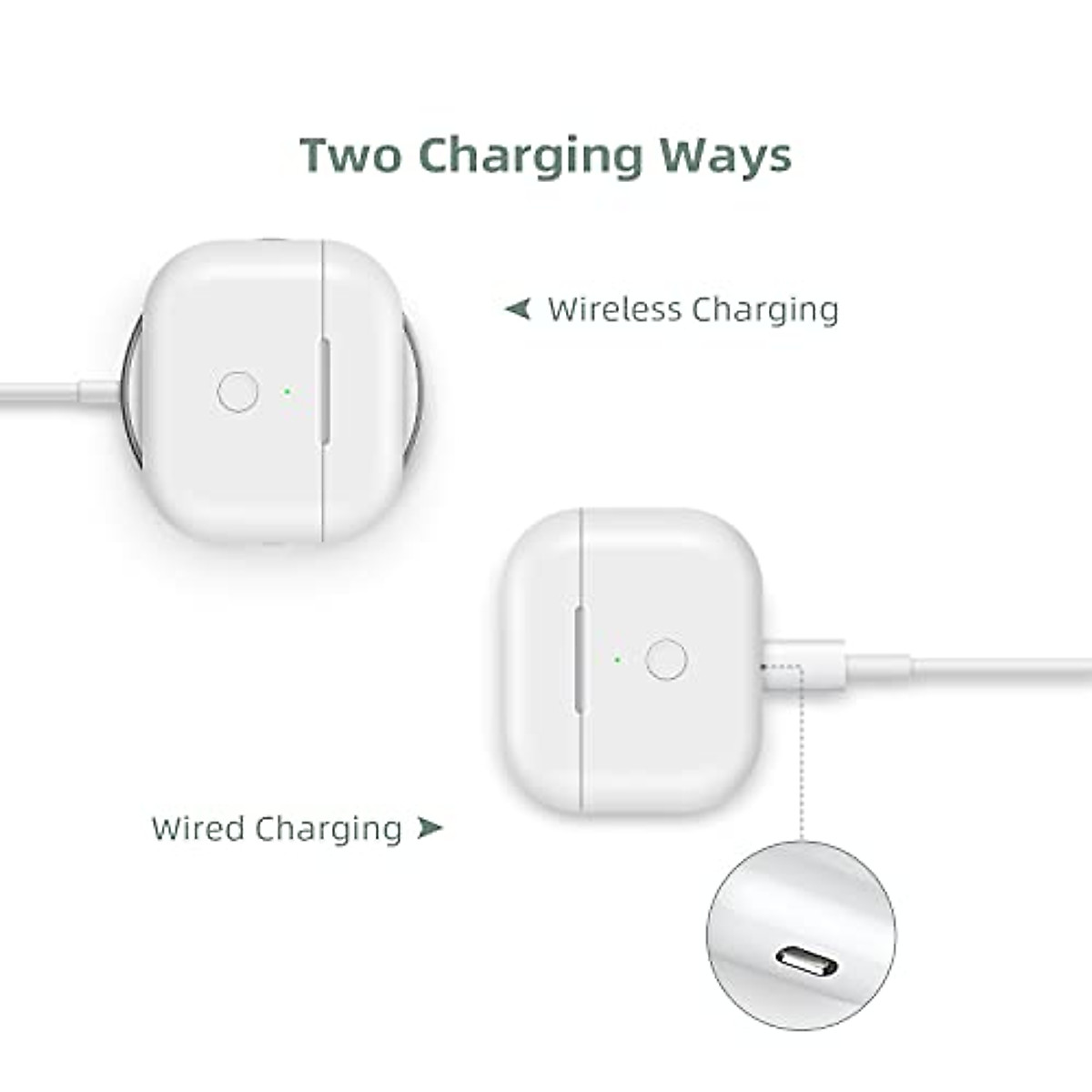 Jinstyles Upgraded Wireless Charging Case Compatible with 3rd Generation, Case Replacement Compatible for 3rd Generation, Wireless Charger Case Air Pods 3 with Bluetooth Pairing Sync Button, White