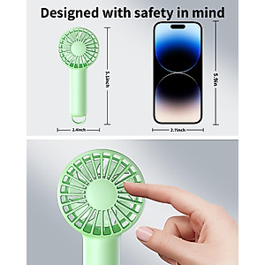 Nhpoi Mini Fan, Mini Handheld Fan, Small Cute Design Portable Fan with 3 Powerful Wind Speed, Battery Operated, USB Rechargeable, 9 Hours Long Working Time, Pocket Size for Travel