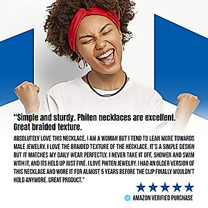 PHITEN X50 Titanium High End Moda Deluxe Necklace - Faux Leather Necklace Cord with X50 Aqua-Titanium - Elastomer Core with Micro Titanium Spheres and Stainless Steel Clasp - Black, 20 Inch