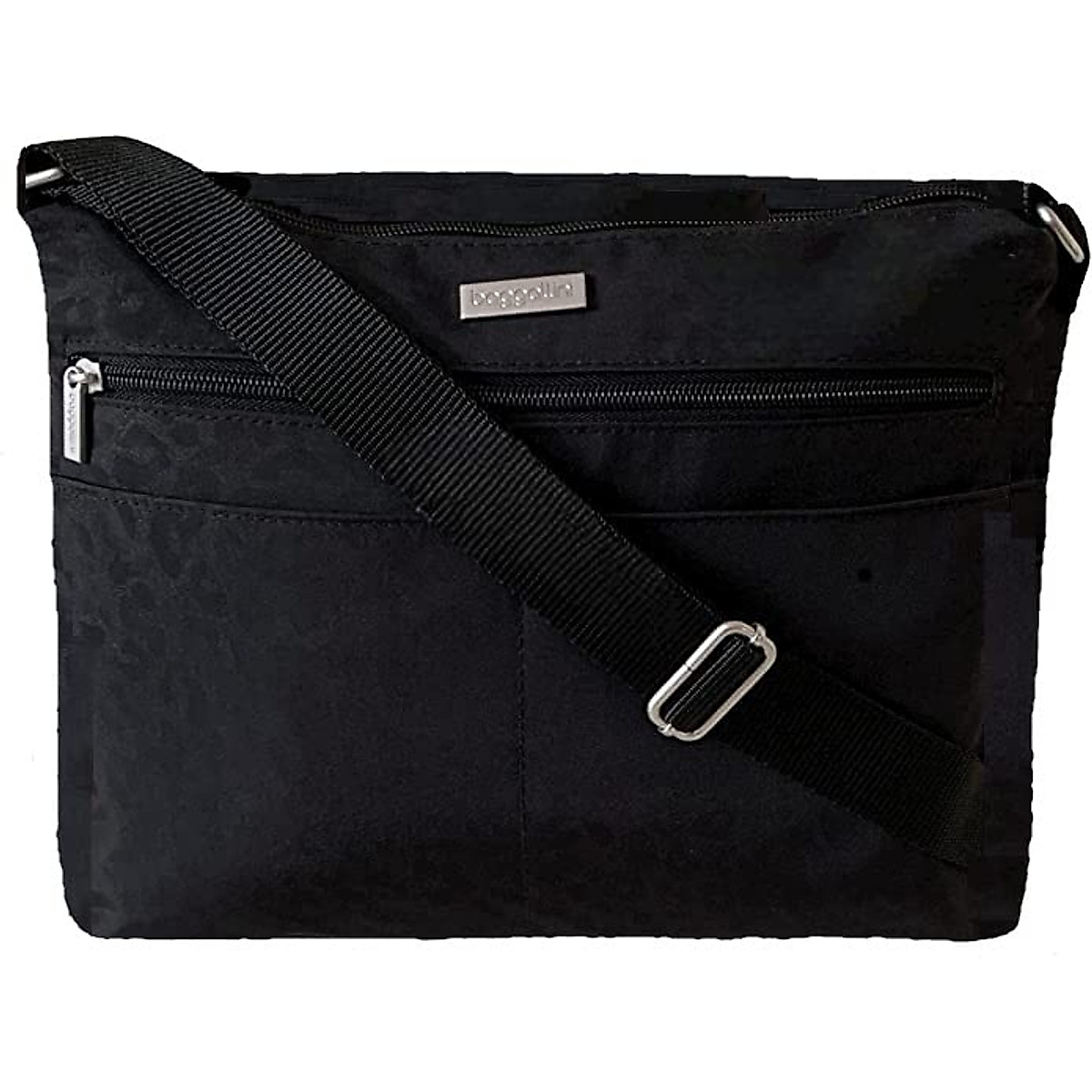 Baggallini Large Zipper Bagg Crossbody Bag (Black Cheetah)