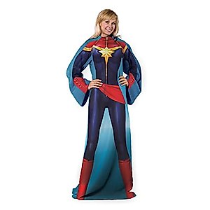 Northwest Captain Marvel Adult Silk Touch Comfy Throw Blanket with Sleeves, 48" x 71"