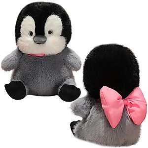ELAINREN Stuffed Furry Penguin Toy with Bow Decor, Super Soft Black Penguin Plush Pillow Cuddle Anime Penguin Plushie Doll Gifts/22cm