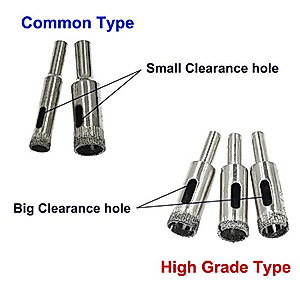 Diamond Drill Bits, PHITUODA 5pcs Diamond Hole Saw Glass Hole Saw Tile Hole Saw Hollow Core Drill Bit for Glass, Marble, Ceramic, Granite, 5/32" to 1/2", 4-13mm