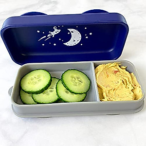 Suction-Go-Bowl® Dip-It Edition The World's Most Compact Toddler Suction Dish. 100% Food Grade Silicone. Transforms into Food Container. (Grey and Blue)