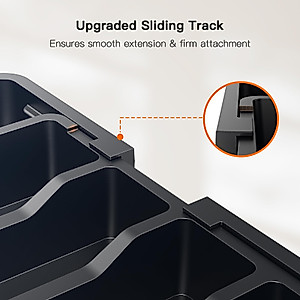 Pipishell Expandable Silverware Organizer, Adjustable PP Plastic Utensil Drawer Organizer, Cutlery Kitchen Drawer Organizer with Upgraded Sliding Track for Knife, Fork & Spoon Storage, Black