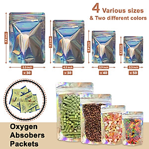 Mylar Bags| Bolsas Mylar| Resealable Bags| Lipgloss Bags| Small Bags for Pckaging| Lash Bags Wholesales| Nail Packaging Boxes| Mylar| Food Storage Bags 4 different sizes 150 pieces (Holographic)