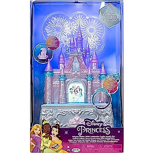 Disney Princess Jewelry Box for Girls Disney 100th Celebration Princess Castle Keepsake Jewelry Box with Music & Firework-Like Light Show, Plays Song “A Dream Is a Wish Your Heart Makes”