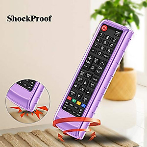 CaseBot Silicone Case for Samsung TV Remote, (Honey Comb) Lightweight Anti Slip Shockproof Cover for Samsung BN59-01315A BN59-01199F AA59-00666A BN59-01301A Remote, Purple-Glow in The Dark
