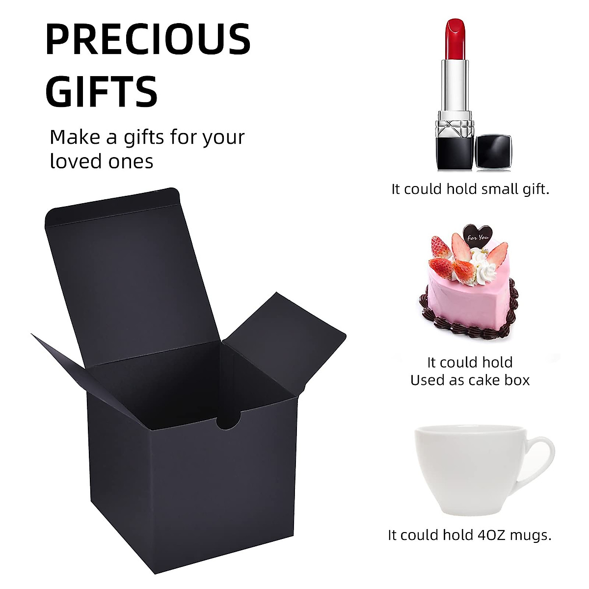 NIGNYA 30 PCS 4x4x4 Black Gift Boxes with Lids,Small Gift Box with Lid for Presents, Favor Boxes Small Box for Bridesmaid Proposal Gifts, Wedding, Ornaments, Product