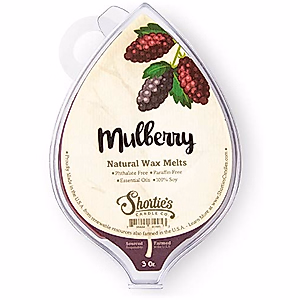 Shortie's Candle Company Mulberry Natural Soy Soy Wax Melts - Formula 117-1 Highly Scented 3 Oz. Bar - Made with 100% Soy and Essential Fragrance Oils - Phthalate & Paraffin Free, Vegan, Non-Toxic