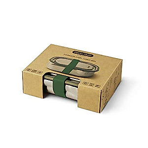 BLACK + BLUM | Leak-Proof Oven Safe Plastic Free Meal Prep Lunch Food Container, Olive, 600ml / 20fl, Stainless Steel & Silicone