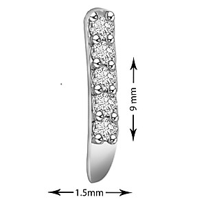 PeenZone Nose Pin Stud 925 Sterling Silver Round Shape White Cubic Zirconia Studded Prong Hypoallergenic Jewelry for Women