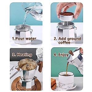 Moka Pot, Italian Coffee Maker, Coffee Pot 6 cup/10 OZ Stovetop Espresso Maker for Gas or Electric Ceramic Stovetop Camping Manual Cuban Coffee Percolator for Cappuccino or Latte