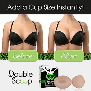 Double Scoop® Push Up Inserts w/Bonus Tape Sticky Strips, Instant Breast Implants, Replacement Bra Pads, Padded Bralette Hack, Breast Lift, Foam Bra Filler Insert, Bra Stuffer, Cup Size A/B (Nude)
