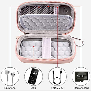MP3 & MP4 Player Case for SOULCKER/G.G.Martinsen/Grtdhx/iPod Nano/Sandisk Music Player/Sony NW-A45 and Other Music Players with Bluetooth. Fit for Earbuds, USB Cable, Memory Card - Rose Gold