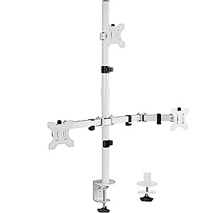 VIVO Triple LCD Monitor Desk Mount Stand Heavy Duty and Fully Adjustable, 3 Screens up to 30 inches, White STAND-V003TW