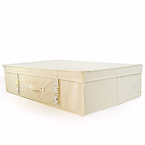 HANGERWORLD Large Ivory Wedding Dress Garment Storage Box and Under Bed Storage Travel Carry Case, with Acid Free Tissue Paper