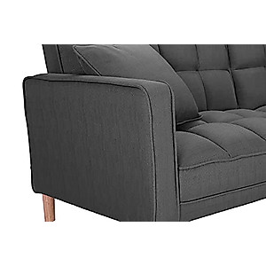 LCH Modern Tuft Futon Couch Convertible Loveseat Sleeper Reclining Sofa Bed Twin Size with Arms and 2 Pillows for Living Room, Dark Grey