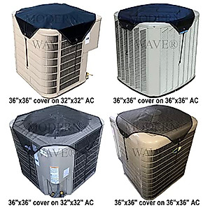 MODERN WAVE - 2 (Two) Central Air Conditioner Covers for Outside Units 36 x 36 inch - 1 (One) Top Universal Mesh Cover and 1 (One) Winter Waterproof Outdoor AC Defender Cover (Black, 36" x 36")