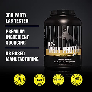 Animal 100% Whey Protein Powder – Whey Blend for Pre- or Post-Workout, Recovery or an Anytime Protein Boost– Low Sugar – Vanilla, 4 lb