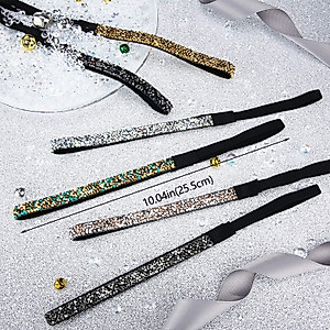 6 Pieces Glitter Headband Non-slip Felt Headband Rhinestone Headband Women's Fabric Headband Hairband for Sports and Yoga