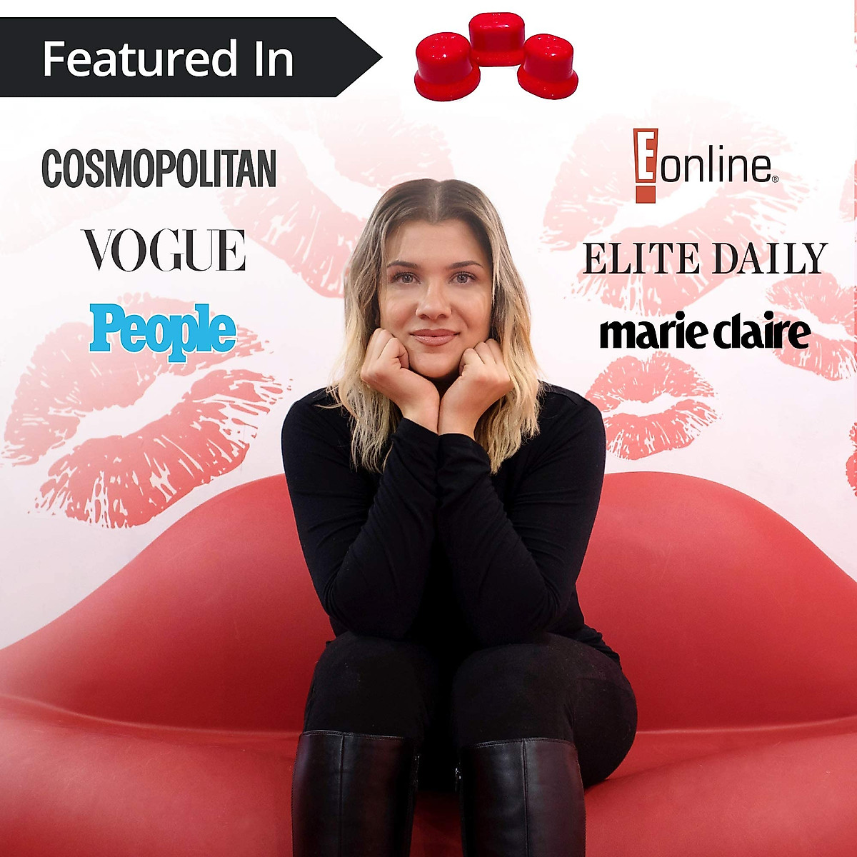 Fullips Lip Plumper Tool - Medium Oval with Bonus Large Round Enlarger - Self Suction Plumping Device For Fuller Lips - Plump in Seconds - Natural Instant Lip Enhancement Kit - Red Plastic Plumpers