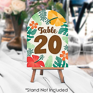 Big Dot of Happiness Tropical Luau - Hawaiian Beach Party Double-Sided 5 x 7 inches Cards - Table Numbers - 1-20