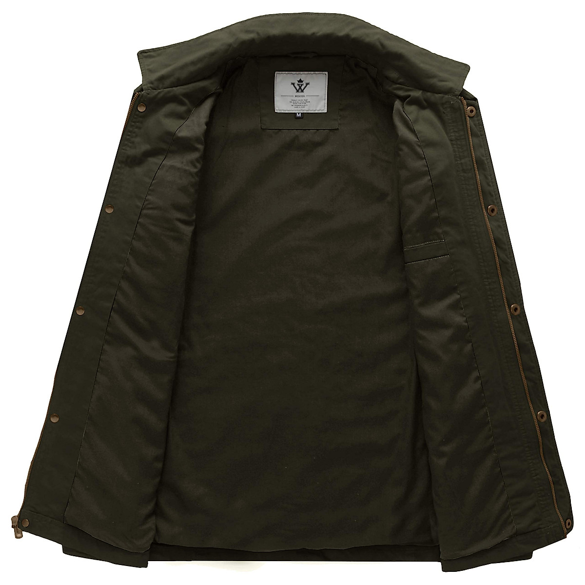 WenVen Men's Spring Aviator Cotton Commuter Jackets (Army Green, XL)