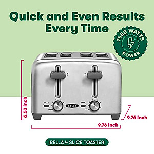 Panasonic Microwave Oven NN-SN686S Stainless Steel Countertop/Built-In with Inverter Technology and Genius Sensor, 1.2 Cubic Foot, 1200W & BELLA 4 Slice Toaster with Auto Shut Off - Extra