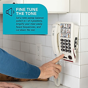 Amplified Big Button Landline Phone for Seniors – 26dB Home Phone with Photo Buttons – Telephones for Hearing Impaired & Simple Big Button Telephone Number for Seniors by Serene Innovations.