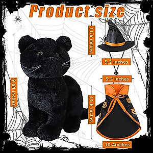 Jenaai Halloween Plush Cat 9.84 Inch Cute Pumpkin Halloween Stuffed Animals Pumpkin Cats Gift Stuffed Bat Soft Cat with Hat and Cloak for Kids Birthday Halloween Decorations Toy
