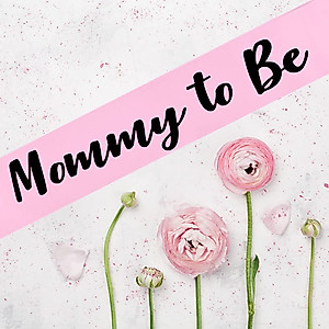 " Mommy to be " mommy to be sash for baby shower, Baby Shower Sash for Gril, pink sash - 'Mommy to Be' Sash With Beautiful PINK Ribbon and Black Foil Text - Ideal Gender Reveal, Baby Shower, Welcome