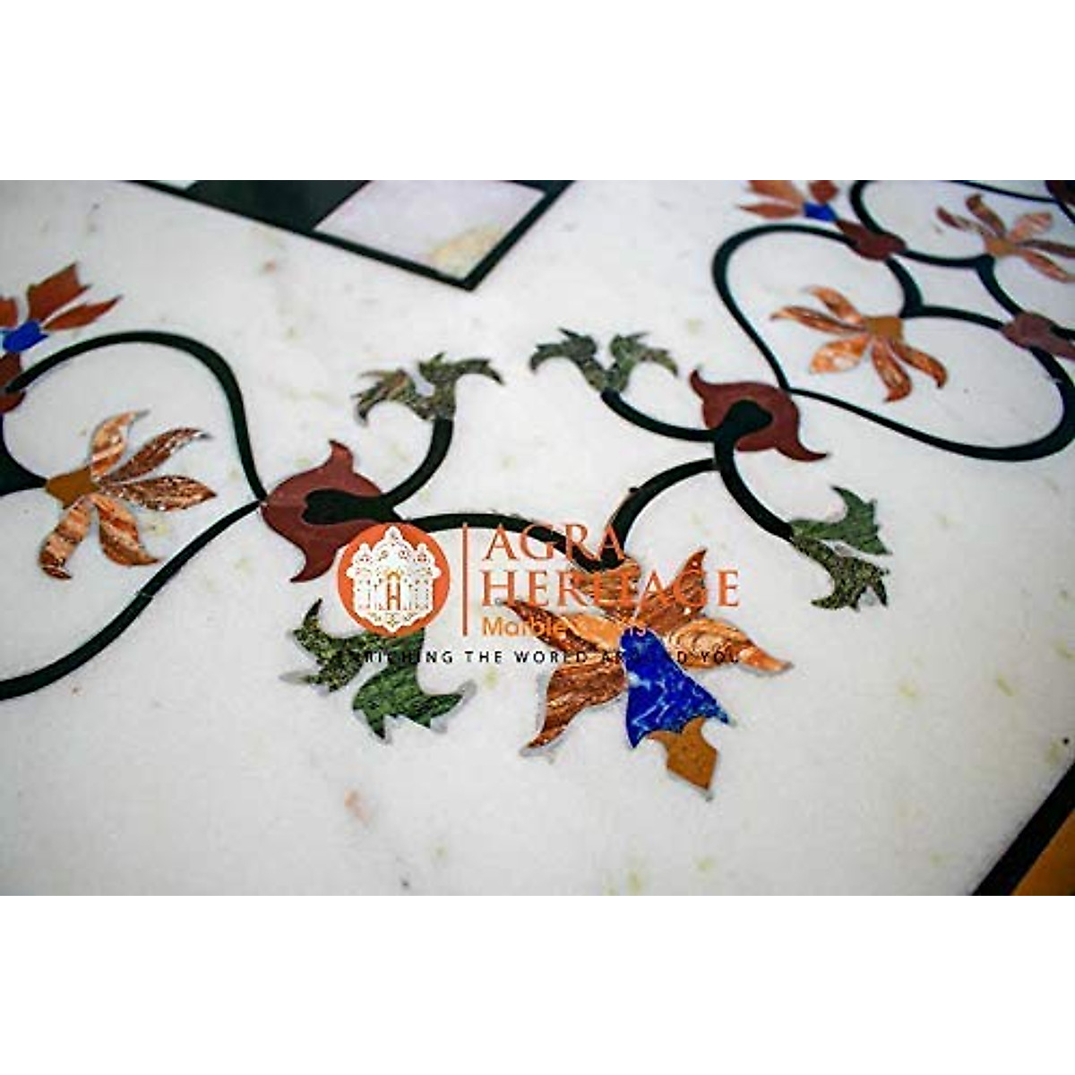 Whtie Marble Chess Dining 51" Table Top Floral Marquetry Arts Playroom Decor Gift For Chess Player