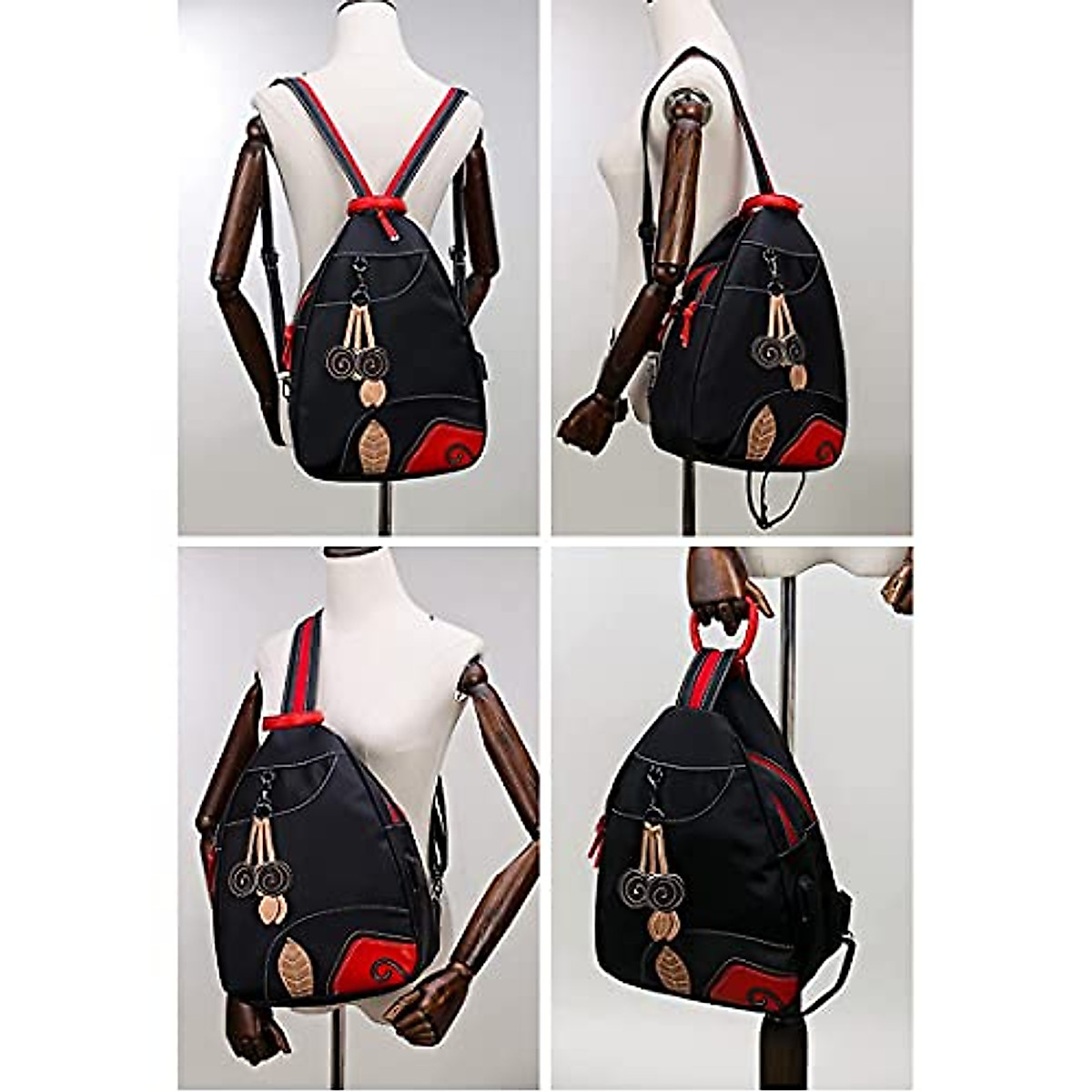 mountop Multipurpose Fashion Backpack Handbag for women and Ladies Nylon Black