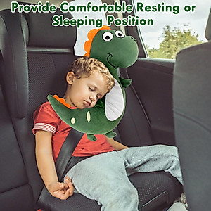 Seat Belt Cover Pad for Kids, Dragon Car Pillow, Car Seat Head Support Toddler, Kids Travel Pillow, Toddler Neck Pillow for Carseat, Seatbelt Cushion Pillow, Head Neck Support for Baby Girl Boy Toy