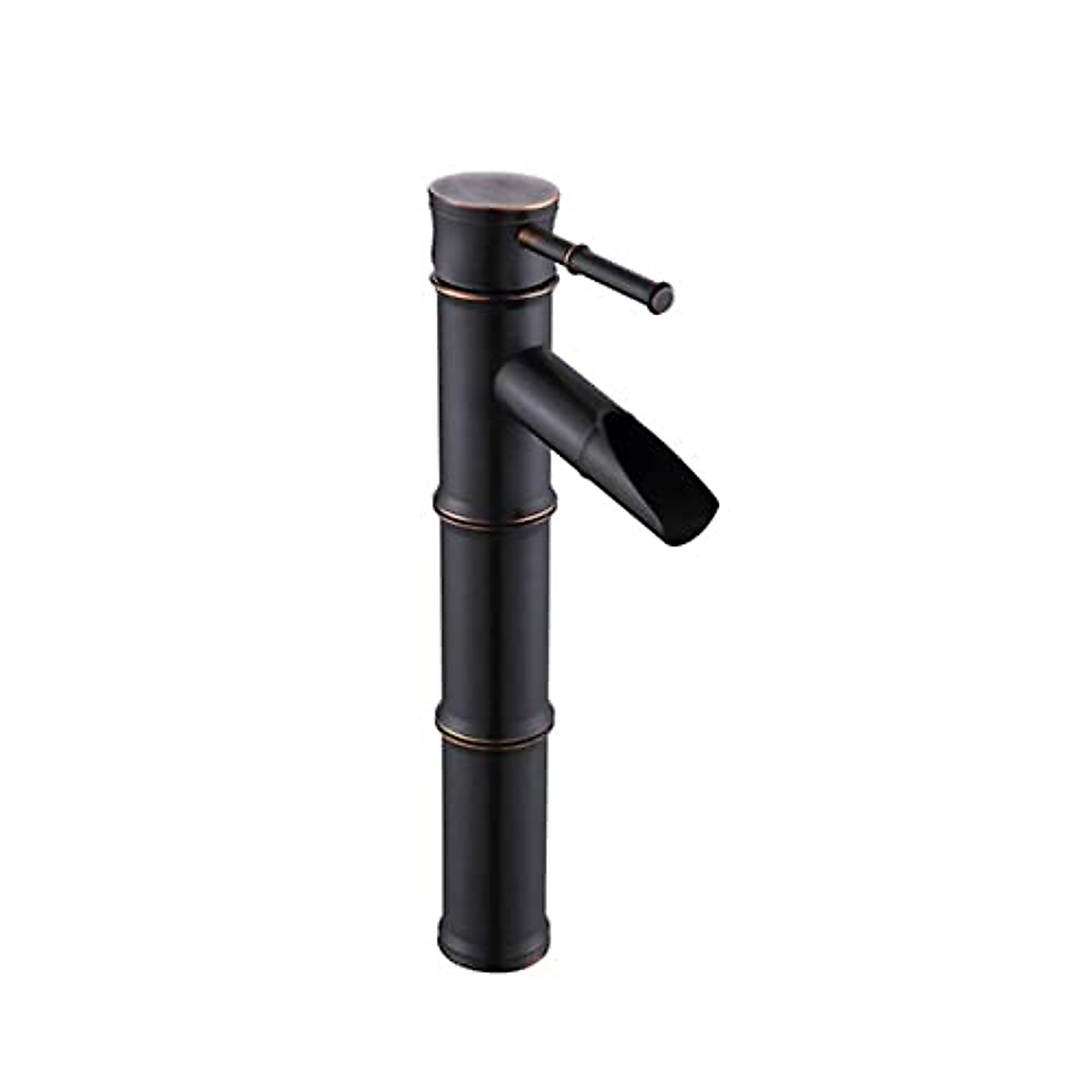 Bathroom Sink Mixer Tap Retro Black Single Lever Countertop Basin Hot and Cold Water Faucet, Tall Copper Single Hole Washbasin Faucet, Suitable for Toilet and Bathroom (A)