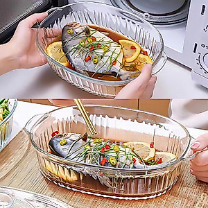M MCIRCO 4-Piece Glass Casserole Baking Dish, Set of 2 Casseroles With Glass Lids, 1.9 Qt and 3 Qt