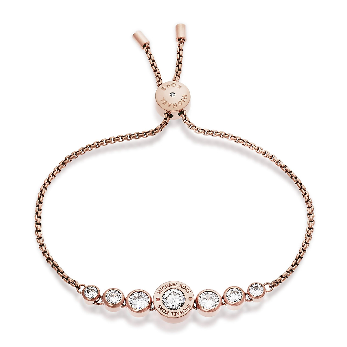 Michael Kors Stainless Steel and Cubic Zirconia Chain Bracelet for Women, Color: Rose Gold (Model: MKJ5336791)