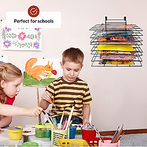 Art Drying Rack Hanging for Classroom | Small Hangable Paint Drying Rack | 8 Removable Shelves | Canvas Rack Art Storage | Painting Drying Rack with Hooks | Stack Rack for Painting, Drawings, And More