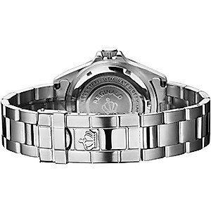 Reginald Men's Watch Luminous Quartz Rotatable Bezel Sapphire Glass Silver Stainless Steel Band and Case Waterproof Sports Black Watch