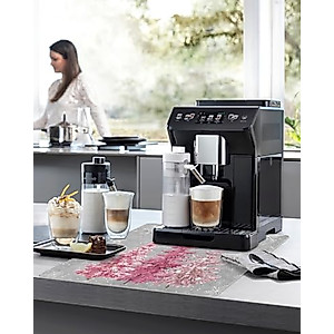 LaBLUUX Coffee Mat for Counter, Pink Christmas Xmas Tree Snowflake Grey Absorbent Hide Stain Coffee Bar Mat, Non-Slip Coffee Bar Accessories Kitchen Drying Mat Fit Under Coffee Maker Espresso Machine