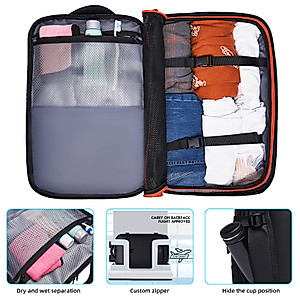 TANGCORLE Carry on Backpack for Women Men 40L Flight Approved Travel Backpack Fit 17 Inch Laptop with USB Charging Expandable Business Weekender