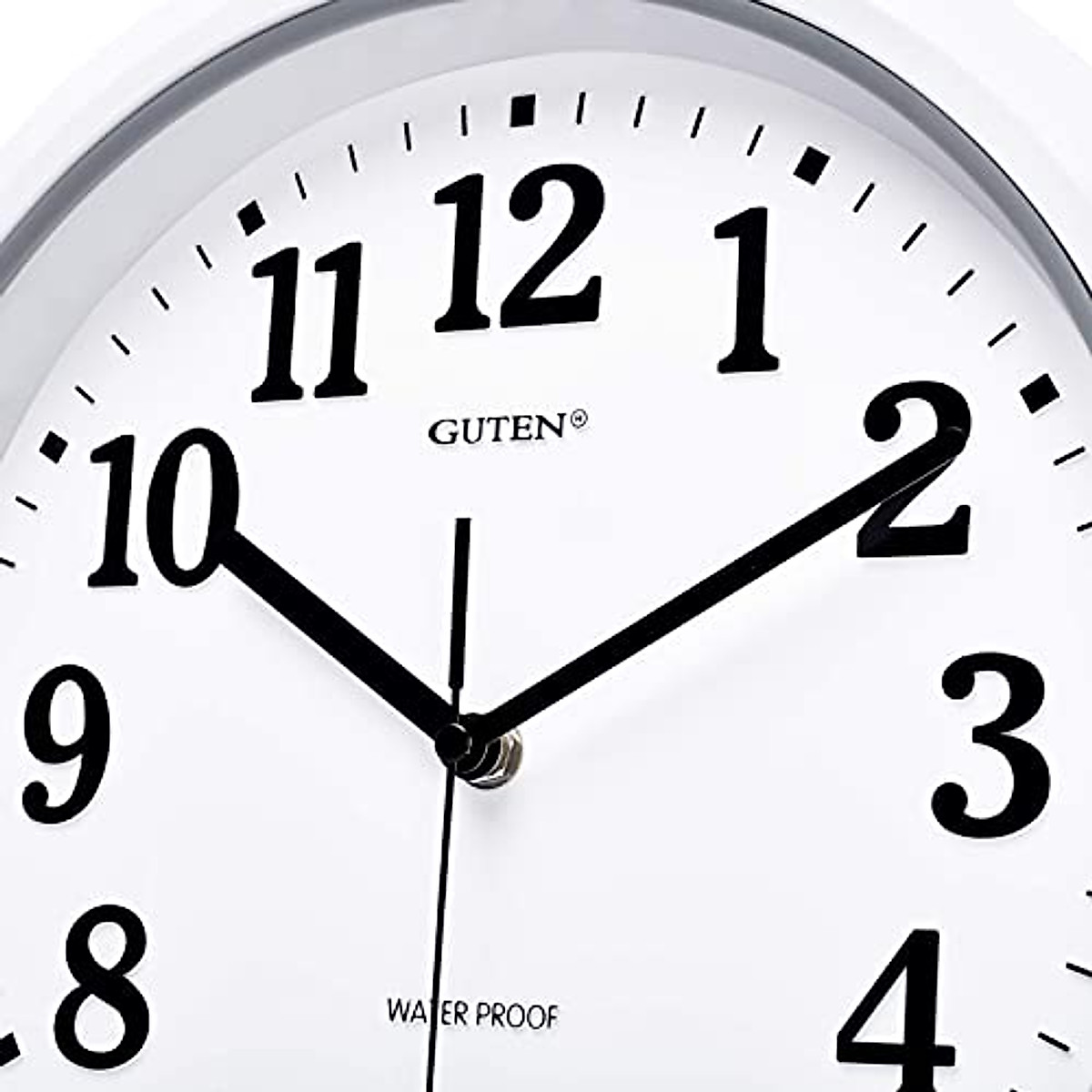 Caysie 12 Inch Indoor Outdoor Waterproof Wall Clock, Silent Non-Ticking Battery Operated Quality Quartz Round Clock for Patio, Pool, Home Decor (Gray)