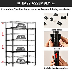 SUOERNUO Wire Shelving Unit 4 Shelf Metal Organizer Wire Rack Large Garage Storage Shelves Heavy Duty Adjustable Unit Rack Utility for Kitchen Bathroom (35.4Lx17.7Wx54.1H) Black