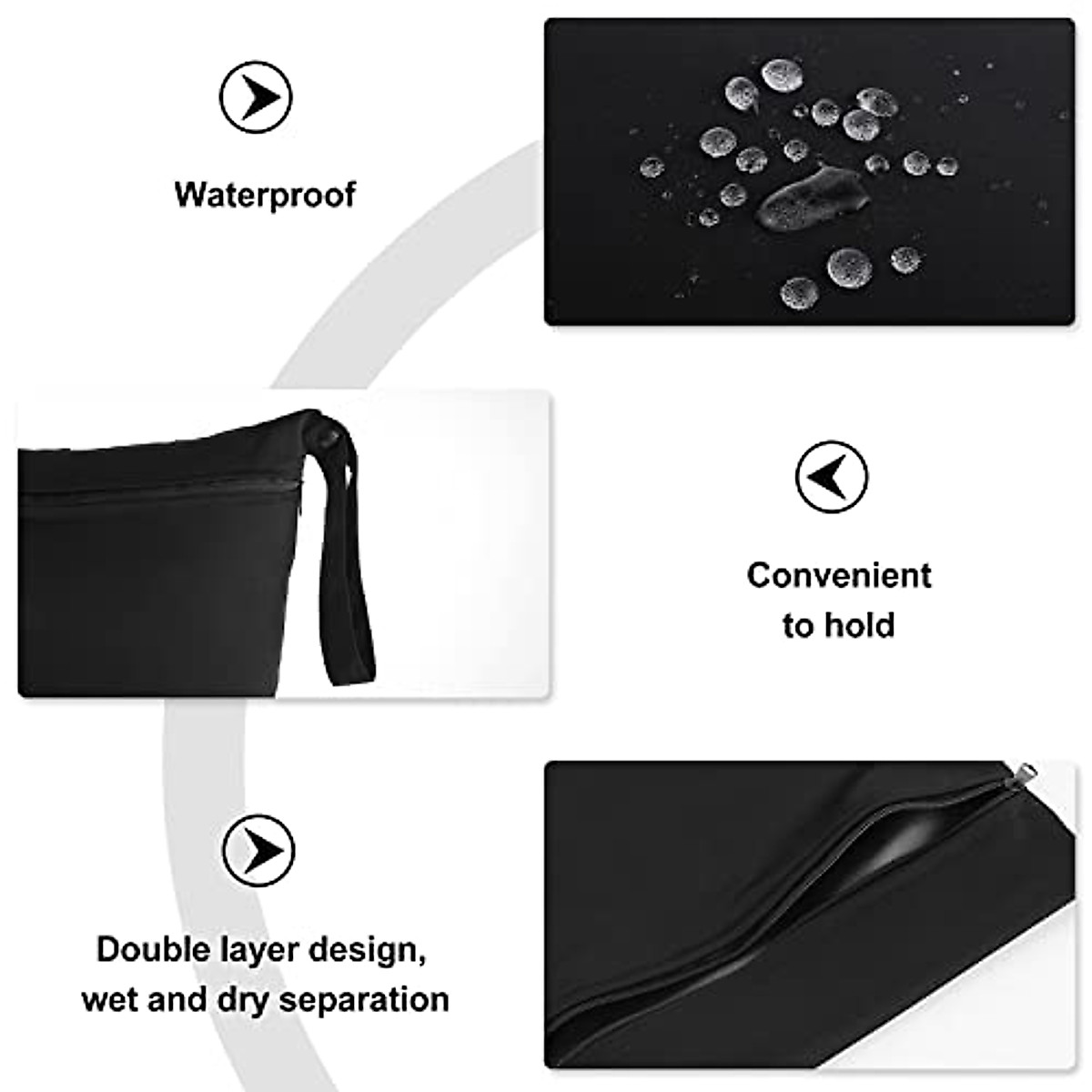 Prasacco Travel Laundry Bag, Waterproof Wet Bag Reusable Dirty Clothes Bag for Traveling Gym Swimming Yoga Clothes, 1 Pack Black